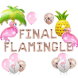 JeVenis Rose Gold Final Flamingle Balloons Flamingo Bach Balloons Flamingo Bachelorette Party Decor Flamingo Bach Balloon Banner Flamingle Bach Decorations