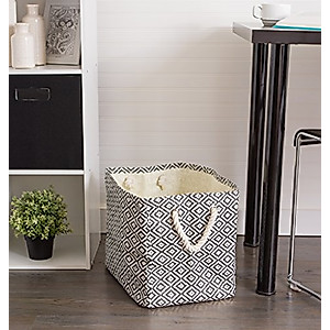 DII Woven Paper Storage Bin, Geo Diamond, Black, Medium Rectangle