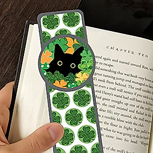 St. Patrick's Day Black Cat Shamrock Set of 3 Glossy Laminated Bookmarks