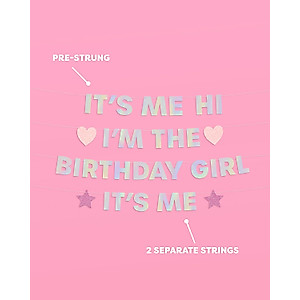 xo, Fetti Eras I'm The Birthday Girl Banner 5 Ft, Iridescent | Birthday Party Decoration, Bday Photo Booth Backdrop, Silver HBD Sign Supplies