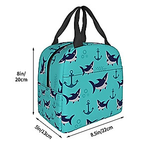 Ocean Lunch Bag Women Small Cooler Bags Insulated Lunch Box for Teen Girls Mens Lunchbox for Work Cooler Tote Bag Waterproof Leak Proof for School Pinic Shark