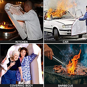 Fire Blanket Fire Guardian Blanket and Fire Blanket Fire Suppression Blankets for Kitchen, Bedroom, People- Energency Safety (40"x40") (White (4 Pack)