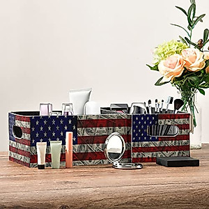 Kcldeci American Flag and Dollars Storage Baskets for Shelves Storage Bins Storage Boxes Decorative for Living Room Office Bedroom Clothes Toys 2-Pack