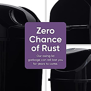 Superio Mini Plastic Trash Can with Swing Top Lid 1.25 Gallon Compact Small Waste Bin Portable Garbage Can for Countertop, Desktop, Make up Vanity, Bathroom, Car, Under Sink, Dorm, 5 Quart (Black, 2)