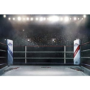 Yeele 7x5ft Pro Boxing Arena Backdrop Pro Fight Tournament Sports Stage Lighting 3D Photo Background for Photography Boys Men Portrait Photo Booth Shoot Vinyl Studio Props