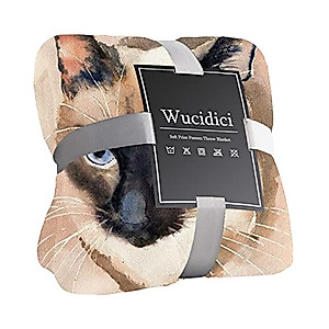 Wucidici Siamese Cat Fleece Throw Blanket Soft Lightweight Blanket for Bed Couch Sofa Travelling Camping Gift for Kids Girls Boys Adults(50" x 60")