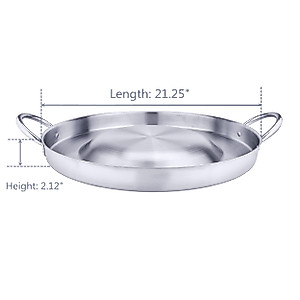ARC, CM54 NSF Approval 21.25" Heavy Duty Stainless Steel Convex Comal Cazo Griddle Fryer Cookware, Mexican Style Wok, Great Comal para Tacos Tortillas Maker, Cooking Disco Camping (21.25'' X 2.12'')