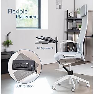 VIVO Office Chair Mounted 26 x 12 Inch Keyboard and Mouse Tray, Ergonomic Tilt, Full Motion 360 Degree Rotation, Black, MOUNT-KB08C