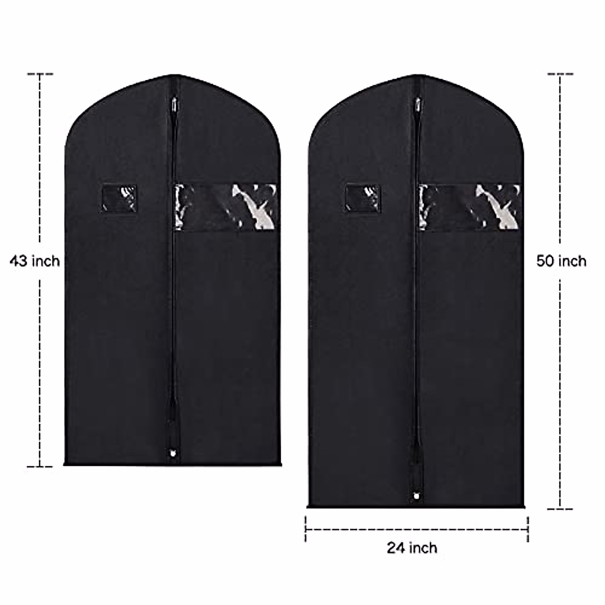 Zilink Garment Bag Suit Bags for Storage and Travel 43"/50" Suit Cover for Closet with ID Card Holder for Suit T-Shirt Coat Jacket Dresses (Set of 5)