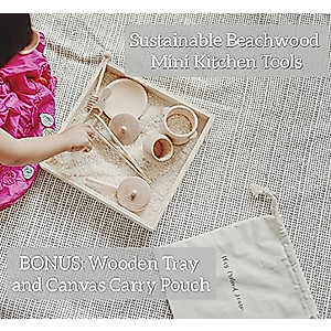 Play. Pretend. Learn. Montessori Toys for Toddlers. Wooden Tray Busy Board with 13 Sensory Toys and Educational Toys. Wooden Toy Play Kitchen Wooden Scoops. Toddler Toys for 3 Years+