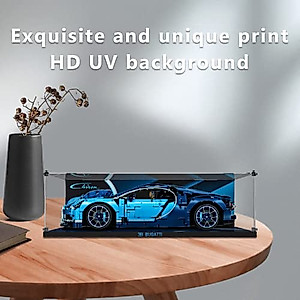 Xunsan Acrylic Display Case for Lego 42083 Series Construction Items-3MM Thick Dustproof Transparent Acrylic Display Box for Lego Technic Bugatti Chiron 42083（Display case only, no Model）