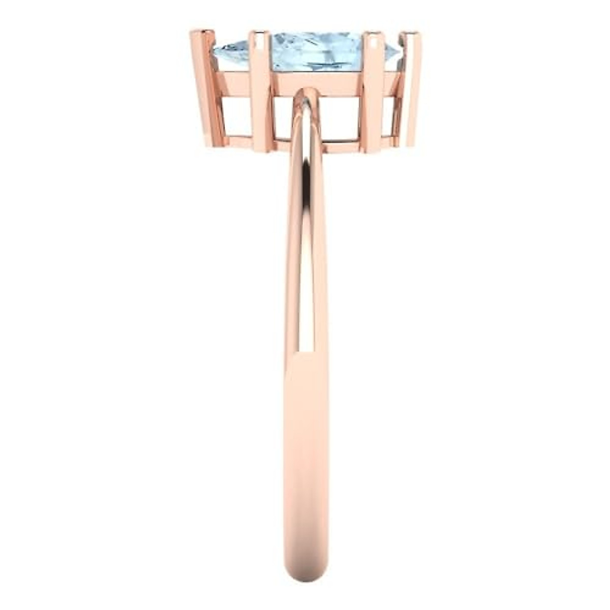 Clara Pucci 1.0 ct Pear Cut Solitaire Blue Simulated Diamond Engagement Wedding Bridal Promise Anniversary Ring 18K Rose Gold Size 7.75