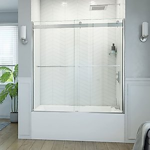 DreamLine Essence-H 56-60 in. W x 60 in. H Semi-Frameless Bypass Tub Door Brushed Nickel