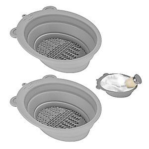 ADORILA 2 Packs Collapsible Shaving Bowl with Carabiner, Silicone Shaving Soap Mug for Travel, Wide Mouth Wet Razor Shave Cream Bowl for Men