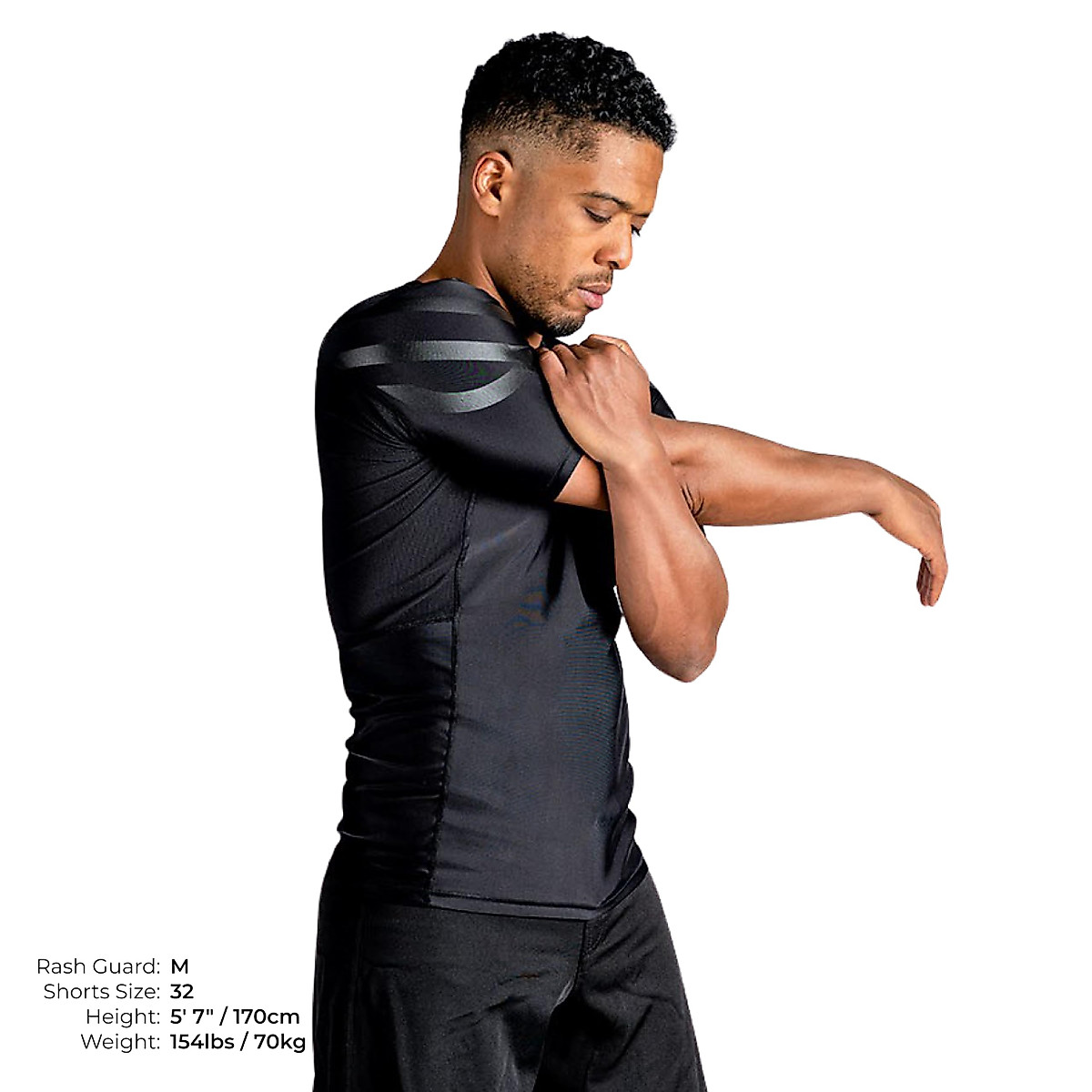 Sanabul Essentials Short Sleeve Compression Shirt for Men | Jiu Jitsu BJJ T Shirt (Large, All Black)