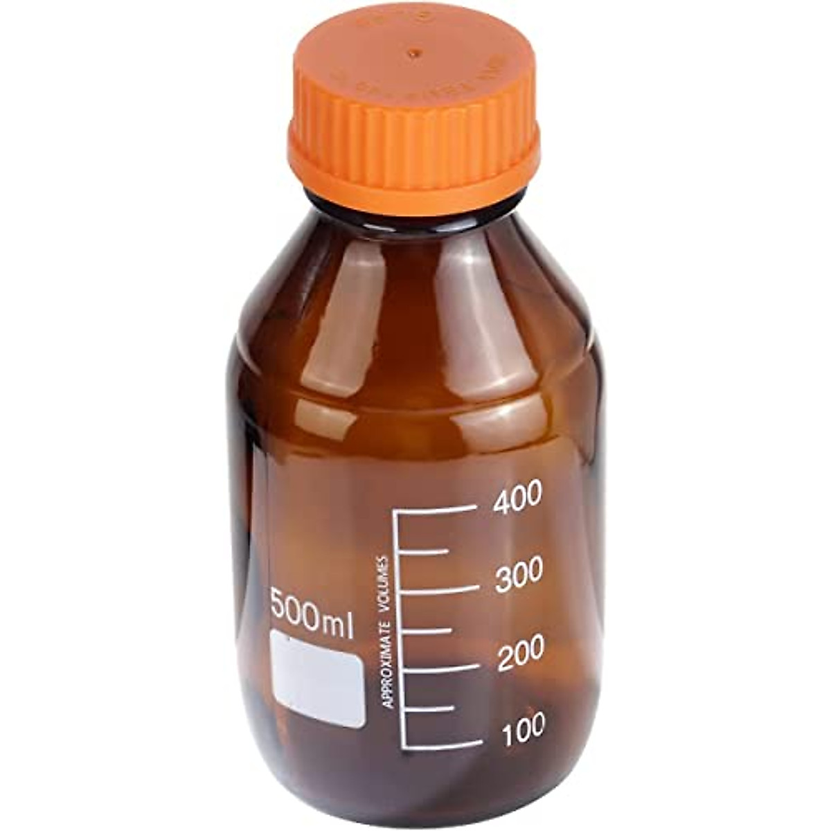 Basstein Lab Media Storage Amber Bottles Brown Graduated Glass Container GL45 Screw Cap Leakproof Multi-Purpose for Scientific | Pack of 8 (Orange,500ml)
