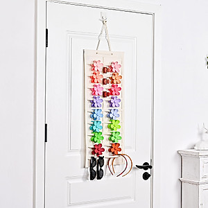 Lolalet Hair Claw Clip Organizer, 1 Pack Hanging Hair Clip Organizer Storage for Women Girl, Wall-Mounted Hair Claw Clip Holder Organizer, Claw Clip Storage Display for Wall Door Closet -Beige