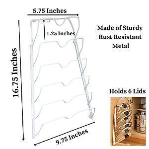 Evelots 6 Pot Lid Organizer for Cabinet or Pantry Wall - Cupboard Door Pots and Pans Organizer - Glass or Metal Pan Covers Cabinet Organizer - Rack Hanger Dividers - Set of 2