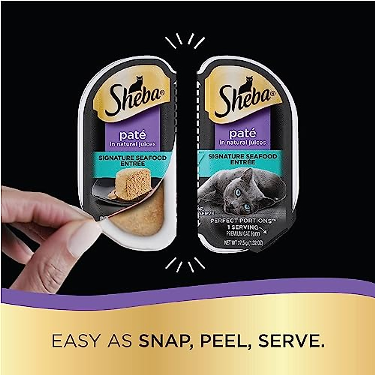 SHEBA PERFECT PORTIONS Paté Adult Wet Cat Food Trays (24 Count, 48 Servings), Signature Seafood Entrée, Easy Peel Twin-Pack Trays