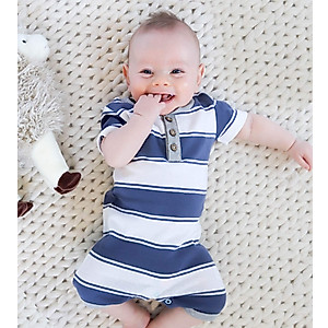 Burt's Bees Baby Baby Boys Short Sleeve Rompers, 100% Organic Cotton One-piece Coverall and Layette Set