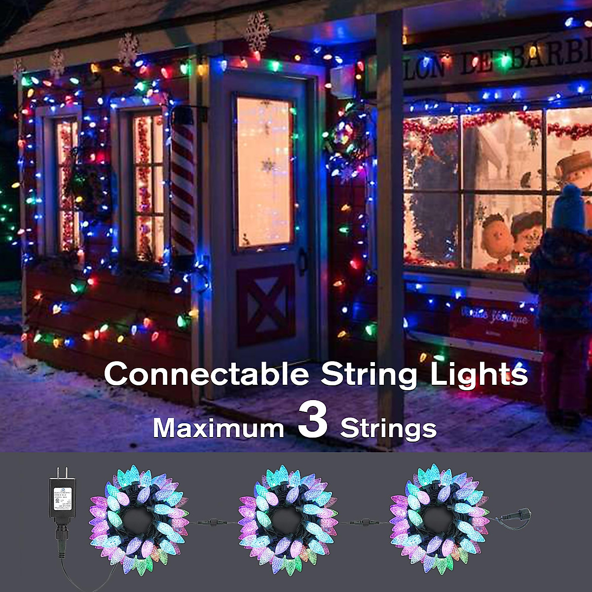 iBaycon C9 Christmas Lights 72ft 200 LED 8 Modes Xmas String Lights Waterproof Solar Fairy Lights for Garden, Patio, Fence, Balcony, Outdoors (Multicolor)