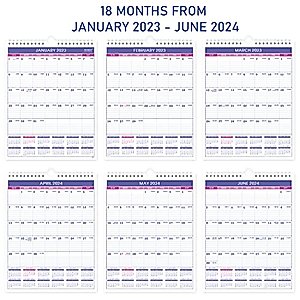2023-2024 Wall Calendar - 18 Months Calendar 2023-2024 from Jan. 2023 - Jun. 2024, 8.5" x 11", Twin-Wire Binding, Ruled Blocks with Julian Dates, Perfect Wall Calendar for Organizing