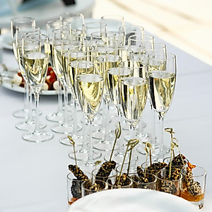 Frcctre 16 Pack Acrylic Champagne Flute, 5 Oz Clear Plastic Champagne Glasses Reusable Long Stemmed Wedding Party Cocktail Wine Glasses Wedding Toasting Drinking Cups