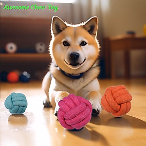 GOGOTAIL Dog Chew Toys, Dog Rope Balls Kit 2 Pack, Fun Interactive Cotton Balls for Medium to Large Dogs with a Diameter of 3 inches, Relieve Boredom, Chewing, Teething and Training, Light Orange.