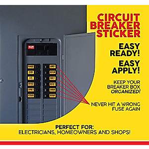 Linelax Circuit Breaker Box Labels – 129 Weatherproof Fuse Box Stickers
