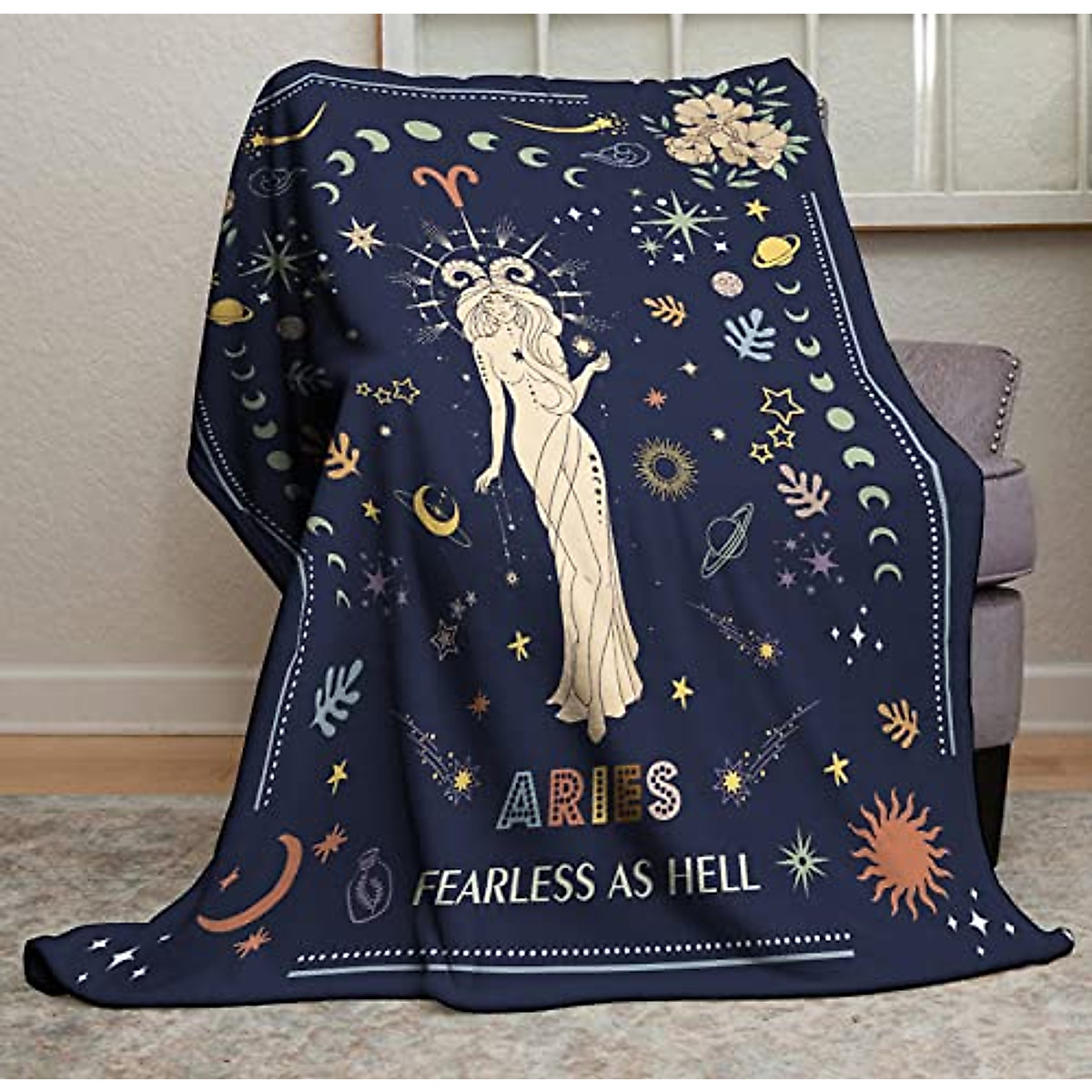 Muxuten Aries Gifts Blanket 60"x50" - Aries Gifts for Women - Aries Zodiac Gifts - Gifts for Aries Women - Aries Birthday Gifts - Astrology Gifts for Women - Zodiac Constellation Gift, Horoscope Gifts