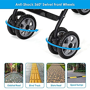 BABY JOY Lightweight Stroller, Compact Travel Stroller, Infant Stroller w/Adjustable Backrest & Canopy, Cup Holder, Storage Basket, 5-Point Harness, Easy Fold, Umbrella Stroller for Toddler, Black