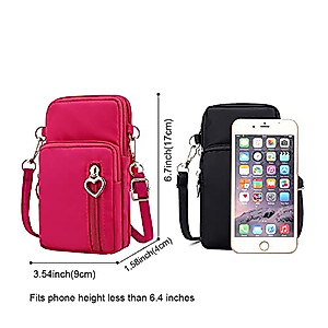 Roomy Travel Small Wristlet Crossbody Bag Cell Phone Purse Wallet Sports Armband Running Holder for iPhone 11/12 Mini/ 13 Pro/Xs Max/XR/ 8 Plus/SE/Google Pixel 6/5/ 4a/ 4a 5G (Magneta)