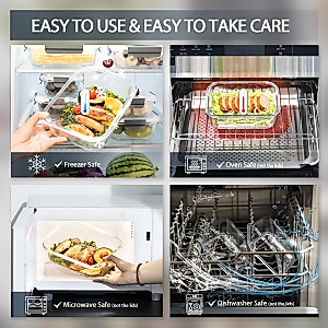 GC GENICOOK [10-Pack] Glass Meal Prep Containers with Lids, Food Storage Containers with Snap Locking Lids, Airtight Lunch Containers, Microwave, Oven, Freezer and Dishwasher