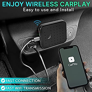 Pyle Wireless Carplay iA Box, 4GB RAM 64GB ROM, 2.4GHz, 5GHz Dual Band WiFi BT Octa Core 64Bits D, 4K Full HD, H.265, USB3.0 Android Box, Screen Mirroring, Install Android Apps - PAS22BK