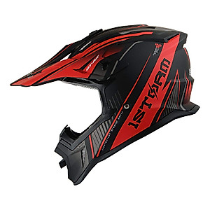 1Storm Adult Motocross Helmet BMX MX ATV Dirt Bike Downhill Mountain Bike Helmet Racing Style H637 + Motorcycle Bluetooth Headset: Storm Red