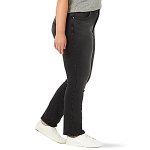 Lee Women's Size Ultra Lux Mid-Rise Slim Fit Straight Leg Jean, Black, 24 Plus