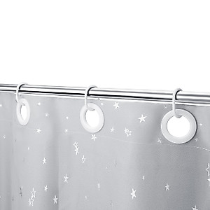 White Plastic Shower Curtain Rings Hooks for Bathroom Shower Window Rod (White