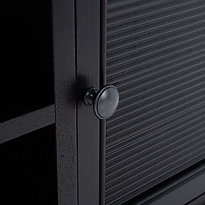 SAFAVIEH Home Collection Ryder Black 2-Door 1-Shelf Entertainment Stand up to 55" Flatscreen TV Media Unit