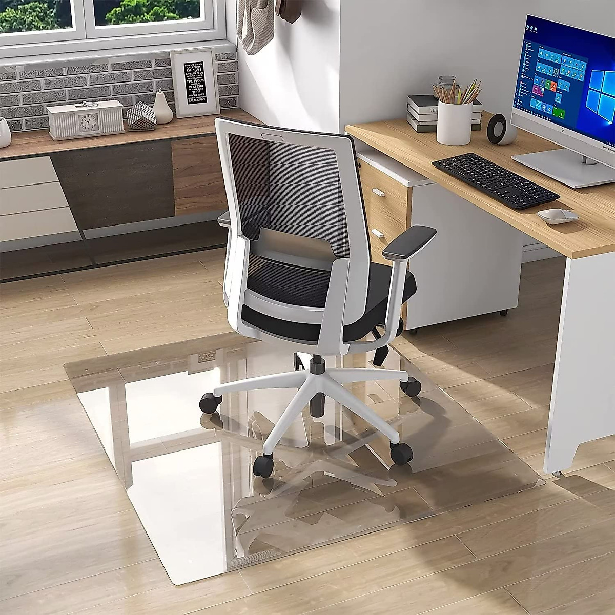 Natsukage Glass Chair Mat, 36" x 48" x 1/5" Thick Tempered Glass Office Chair Mat for Carpet or Hardwood Floor - Effortless Rolling, Easy to Clean, Best for Your Home or Office Floor