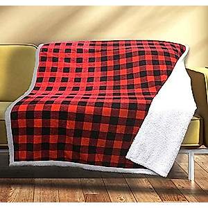 Sunbeam Electric Throw - Reversible Imperial Plush with Sherpa - Premium Sherpa and Ultra Soft with 3 Heat Settings and 3 Hour Auto-off, Plaid Red and Black on White Sherpa, 50 x 60