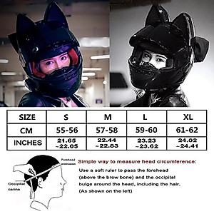 Cat Ear Bluetooth Motorcycle Helmet, DOT Certification Full Face Flip-Up Motorbike Helmet, Cool Cute Cat Helmets with HD Visor and Ventilation Syste, for Adults Men Women S~XL