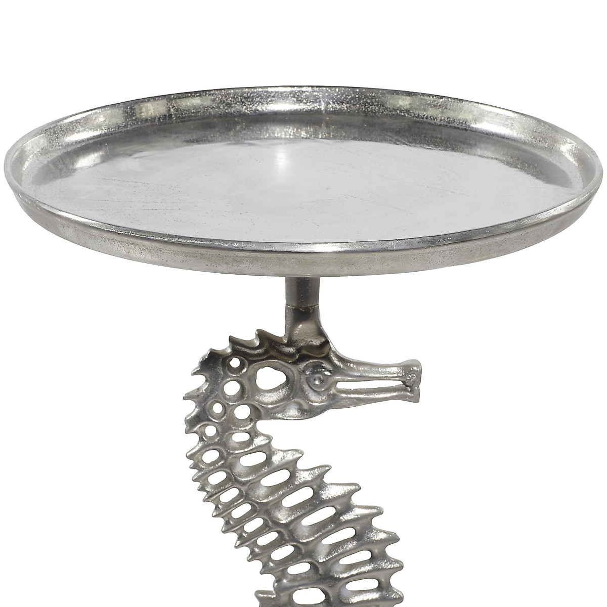 Deco 79 Aluminum Metal Sea Horse Side End Accent Table End Table, Side Table 16" x 16" x 29", Silver