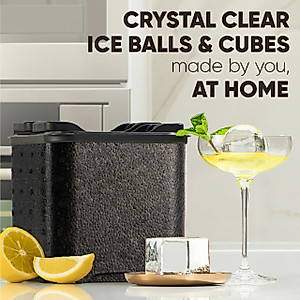 Berlinzo 4 Large Clear Ice Cube Maker Combo 2+2 Crystal Clear Ice Cubes & Balls, Clear Ice Ball Maker, Pure Round Ice Cubes for Whiskey Cocktail - Sphere Ice Cube Molds Whiskey - Improved Molds 2024
