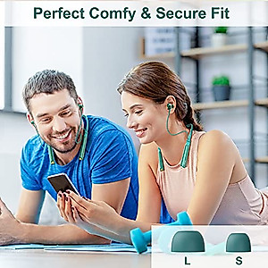 HTC Bluetooth Headphones, ANC in Ear Sport Earbuds IPX5 Waterproof Bluetooth 5.0 Stereo Sounds Wireless Earphones w/Mic, Noise Cancelling Headsets w/16 Hrs Playtime for Gym Jogging