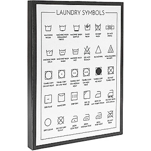 Juvale Framed Laundry Symbols Wall Art Canvas, Laundry Room Decor Sign (12 x 16 In)
