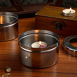 Angoily 6PCS Stainless Steel Fuel Holder with Safety Cover, Chafer Wick Fuel Holder, Buffet Warmer Warming Trays Perfect for Buffets and Catering Events