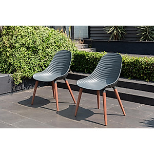 Brampton | Eucalytpus Wood | Ideal for Patio and Indoors Amazonia Aseda 2-Piece Outdoor Dining Chair Set, Grey
