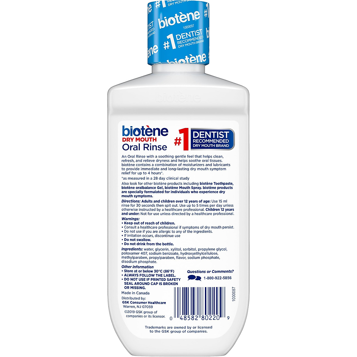 Biotene Fresh Mint Moisturizing Oral Rinse Mouthwash, Alcohol-Free, for Dry Mouth, 8 ounce
