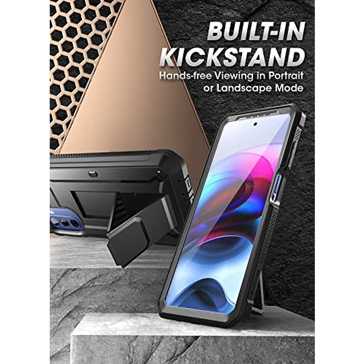 SUPCASE Unicorn Beetle Pro Series Case for Moto G Stylus 5G 2022 [Not Fit 4G Version], with Built-in Screen Protector Full-Body Rugged Belt Clip & Kickstand Case (Black)