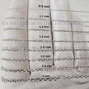 14k SOLID Yellow or White Gold 1.5mm Shiny Diamond Cut Cable Link Chain Necklace for Pendants and Charms with Lobster-Claw Clasp (16", 18", 20", 22", 24" or 30 inch)